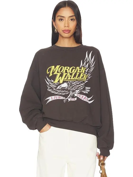 Daydreamer Morgan Wallen Classic Eagle Oversized Crew Sweatshirt - Washed Black