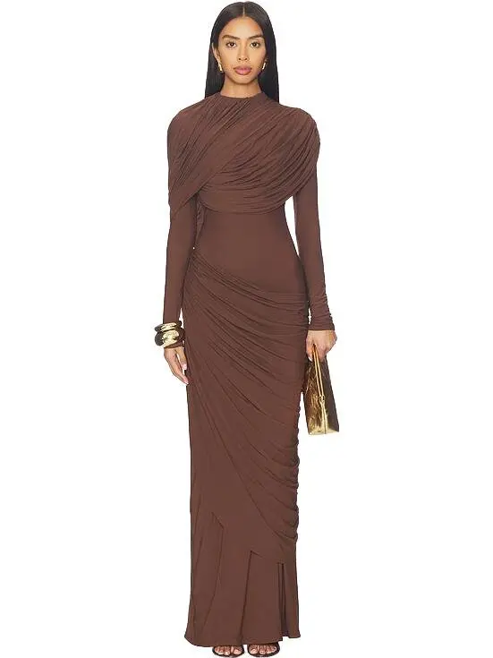 DEME BY GABRIELLA The Donna Gown - Espresso Brown