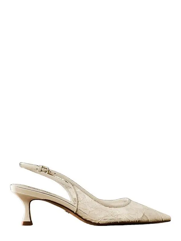 Lola Cruz Alberta Lace Kitten Pumps - White