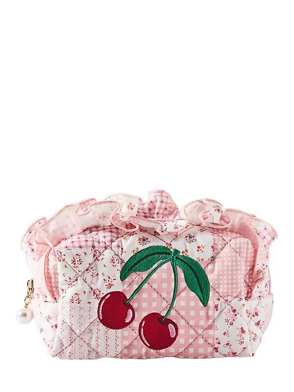 SHIRALEAH Quilted Valente Cosmetic Bag - Cherry