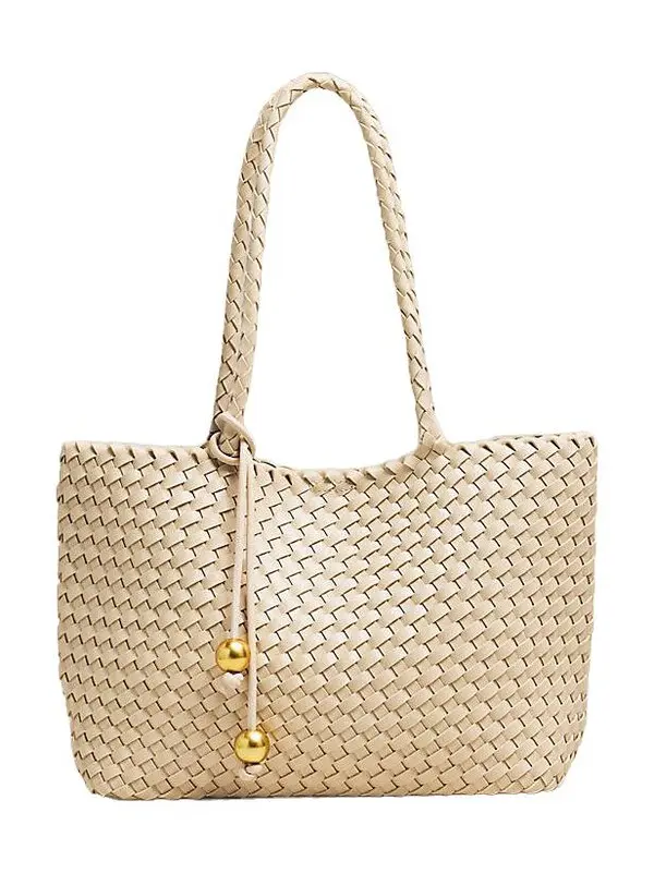 Anthropologie Slouchy Mini Woven Tote Bag - Ivory