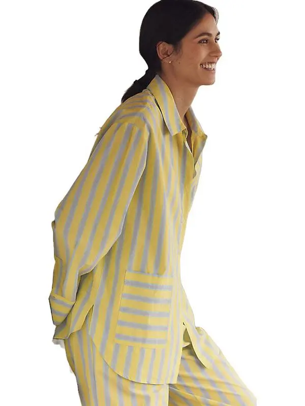 LYREBIRD Long-sleeve Buttondown Shirt - Citron Lilac Stripe