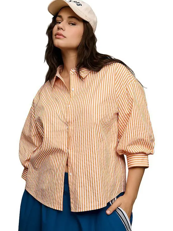 English Factory Striped Buttondown Shirt - Orange Stripe