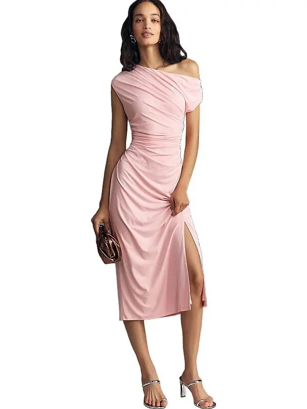 English Factory Off-shoulder Midi Dress - Pink