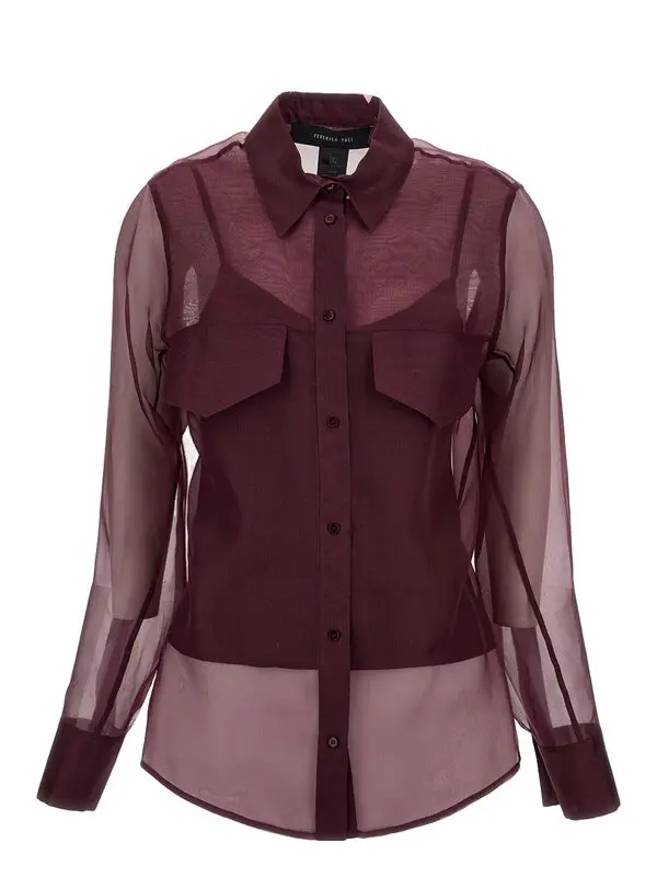 Federica Tosi Silk Organza Button-up Shirt - Red