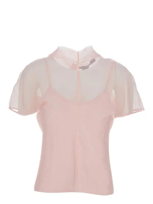 Federica Tosi Silk Organza Blouse With Top - Rose