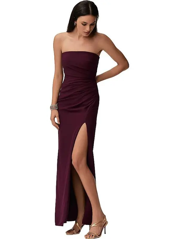 Dress The Population Jasme Strapless Sheath Maxi Dress - Dark Red