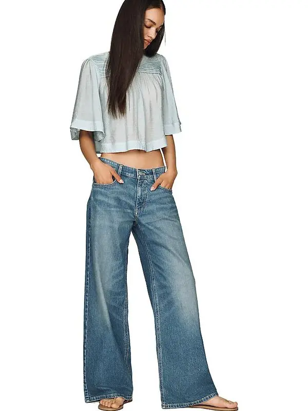 PILCRO Esme Low-rise Wide-leg Jeans - Medium Denim