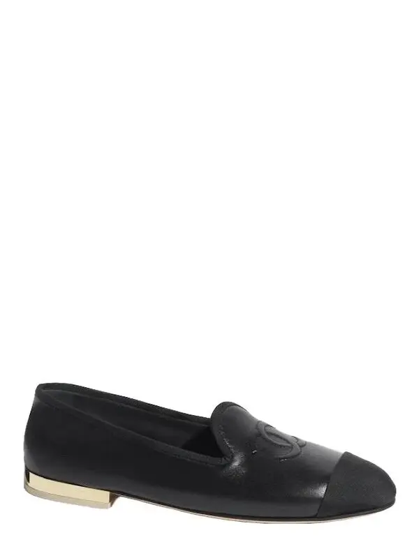 Chanel Cc Lambskin Loafers - Black