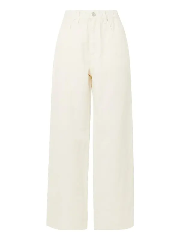 Brunello Cucinelli Bead-embellished Cotton And Linen-blend Wide-leg Pants - White