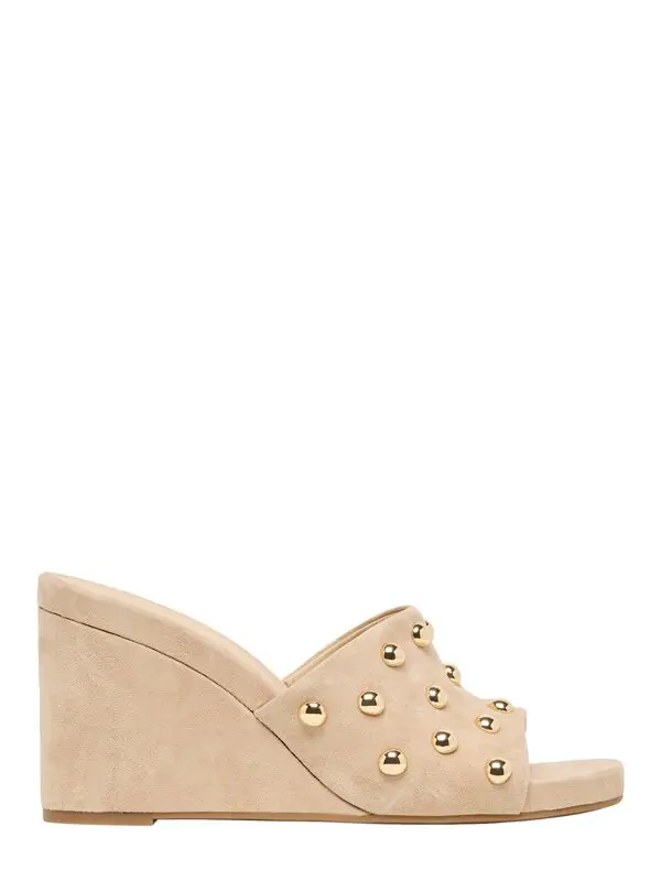 DOLCEVITA Holta Studded Wedge Slides - Camel Suede