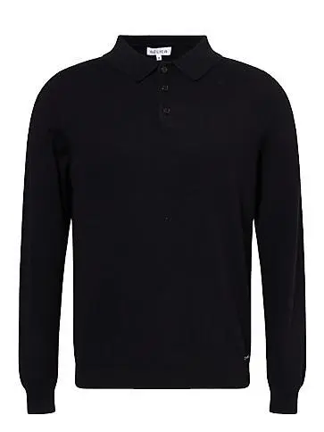 BELIER Brand-plaque Long-sleeves Cotton-knit Polo Shirt - Black