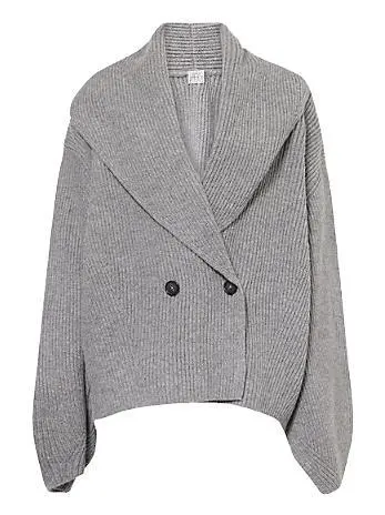 TOTEME Shawl-lapel Knitted Wool-blend Cardigan - Grey