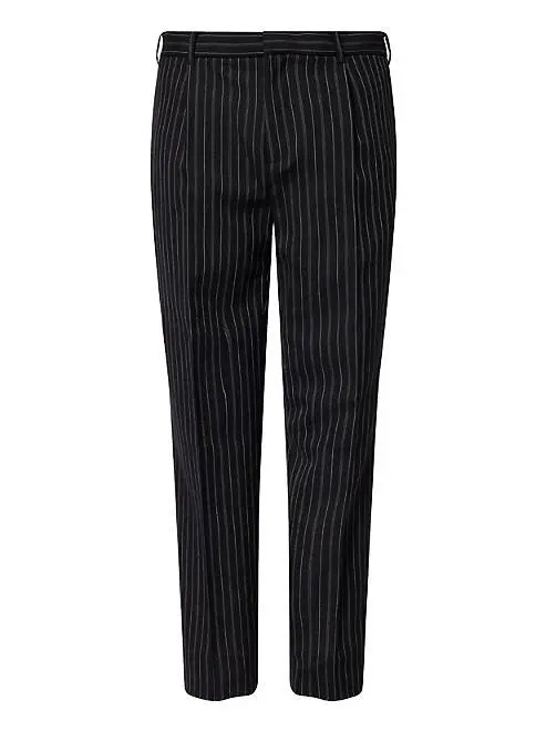 Givenchy Striped Tapered Wool Trousers - Black