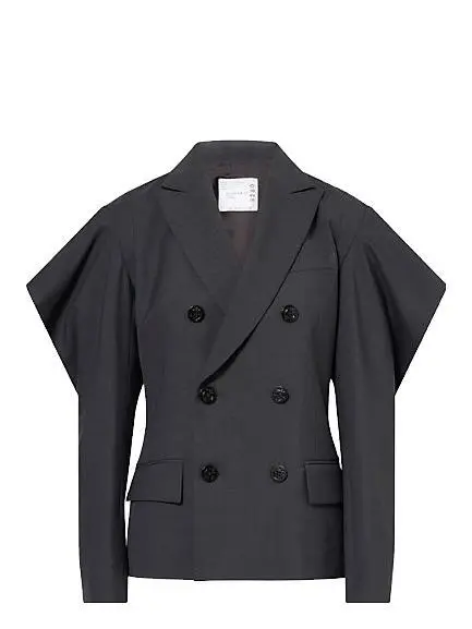Sacai Cut-out Sleeves Peak-lapels Woven Jacket - Gray