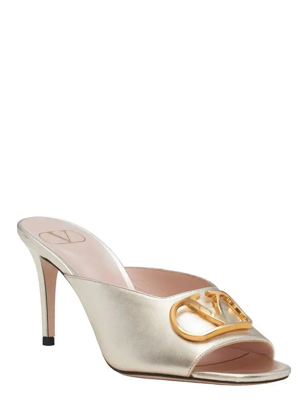 Valentino Garavani Vlogo Signature Metallic Sandal - Platinum