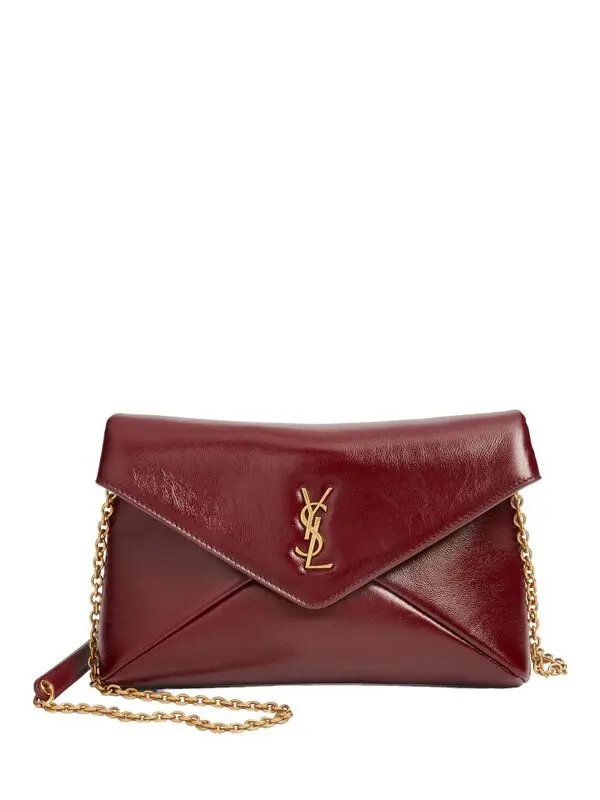 Saint Laurent Small Cassandre Leather Shoulder Bag - Dark Ruby