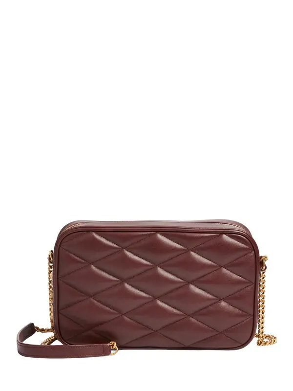 Saint Laurent Gaby Diamond Quilted Leather Camera Bag - Rouge Cabernet