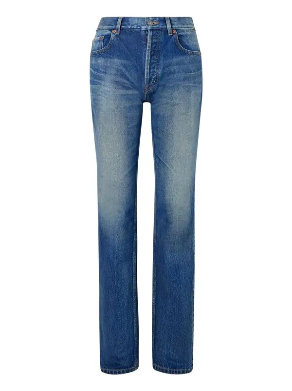 Saint Laurent Cropped High-rise Straight-leg Jeans - Blue