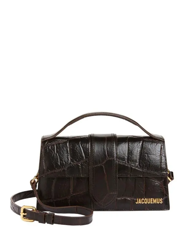Jacquemus Le Grand Bambino Croc-embossed Leather Crossbody Bag - Dark Brown 880