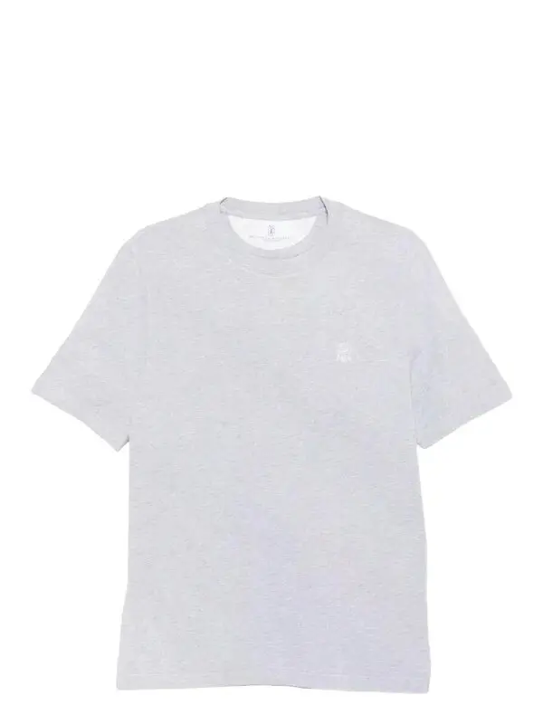 Brunello Cucinelli Ribbed Crew-neck Logo-embroidery T-shirt - Grey