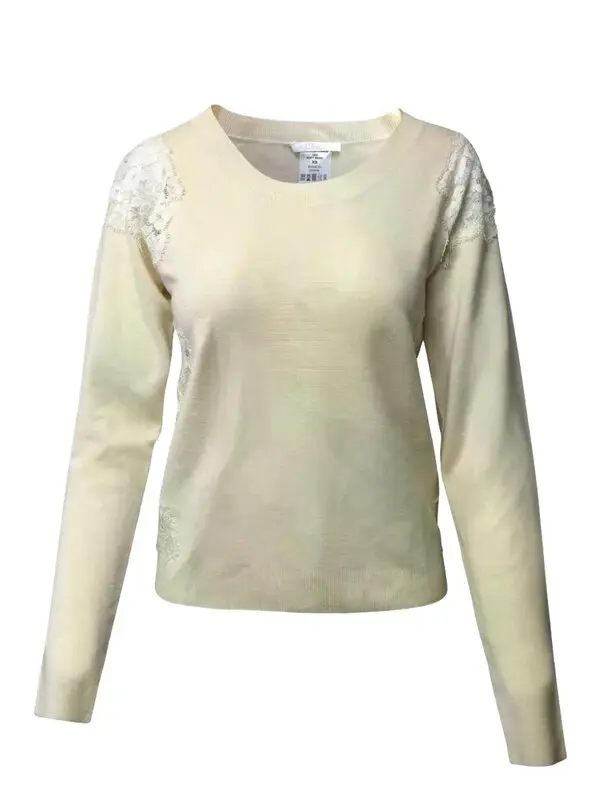 Chloé Lace-embellished Wool Sweater - Neutrals