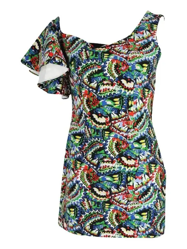Saloni Greta One-shoulder Mini Dress - Blue