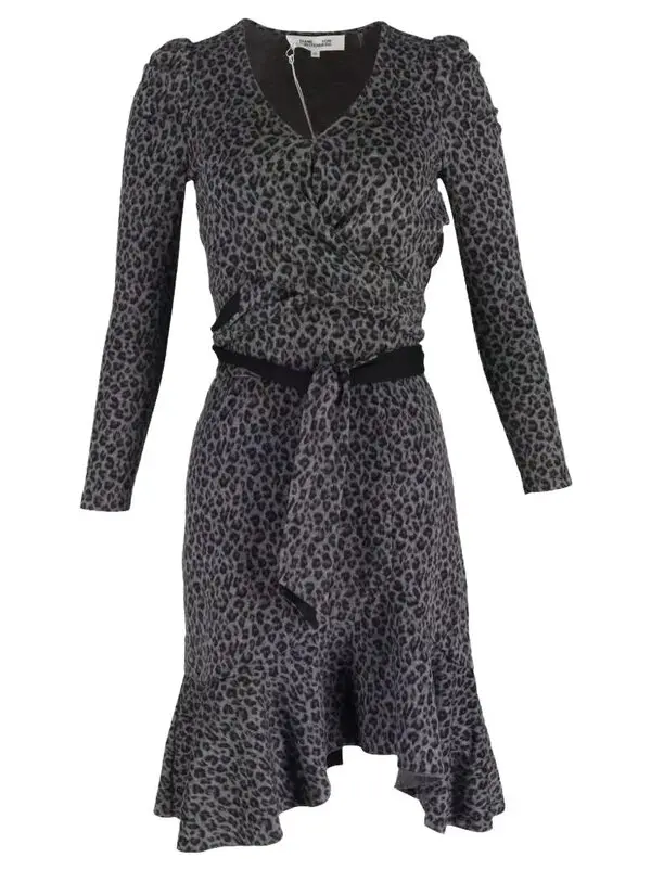 Diane Von Furstenberg Vintage Sienna Leopard-print Wrap Dress - Grey