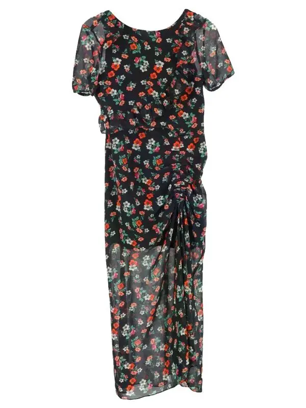 Maje Floral-print Midi Dress - Black
