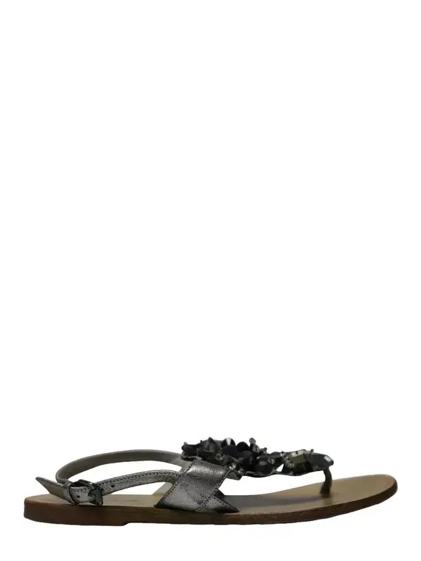 LAVENDER LABEL VERA WANG VINTAGE Rhinestone T-bar Sandals - Silver