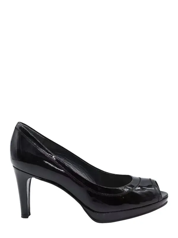 STUART WEITZMAN X Russel Bromley Peep-toe Patent Leather Pumps - Black