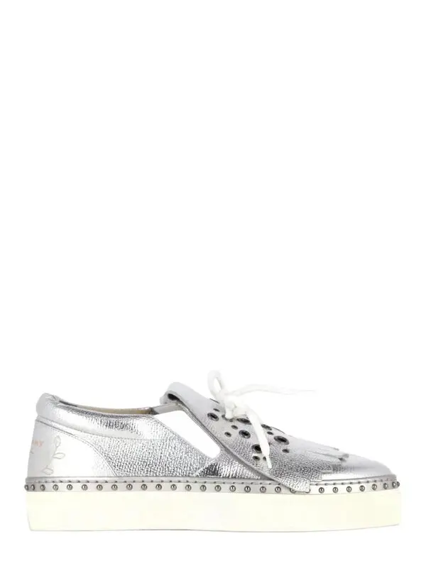 Burberry Kiltie Fringe Detail Sneakers - Silver