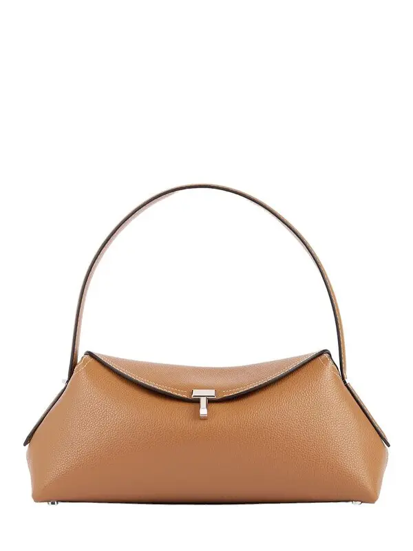 TOTEME T-lock Grained-leather Shoulder Bag - Tan