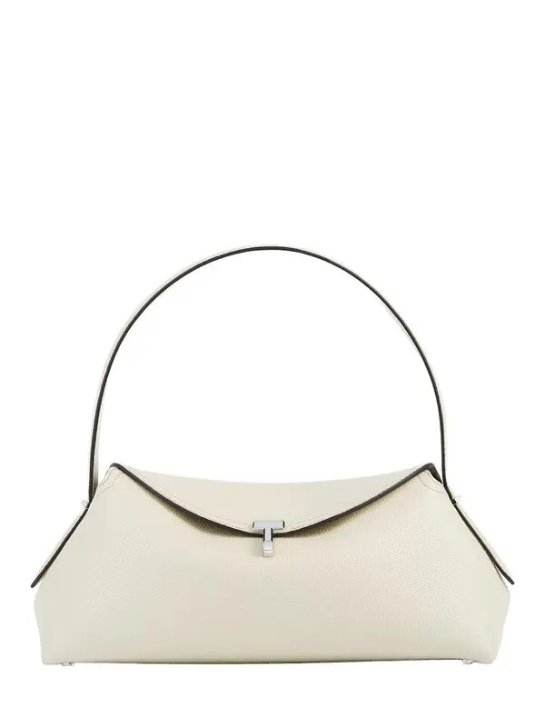 TOTEME T-lock Grained-leather Shoulder Bag - Milk