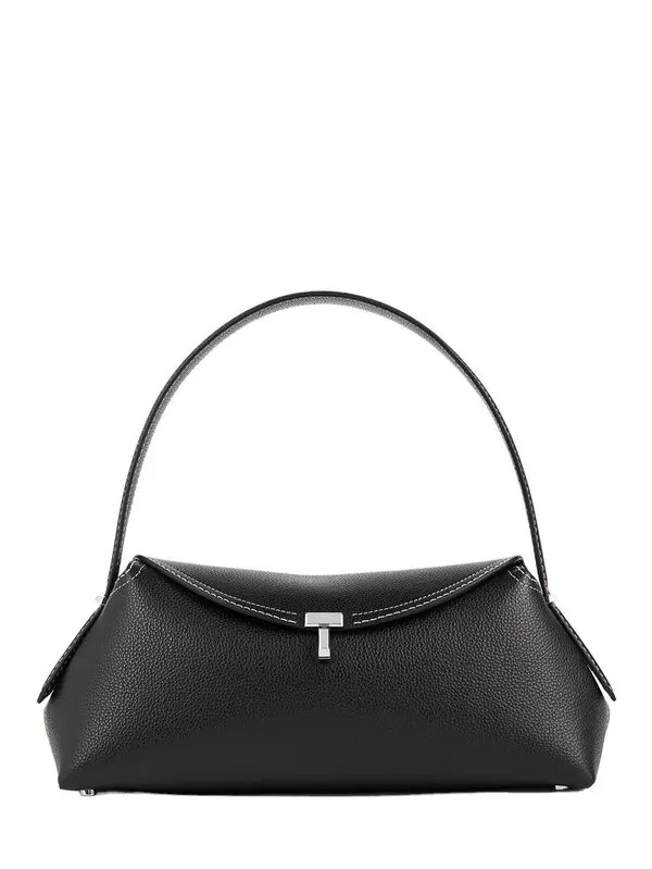 TOTEME T-lock Grained-leather Shoulder Bag - Black