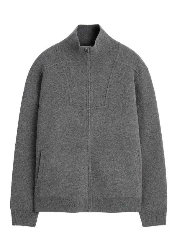 Cos Merino Wool Zip-up Track Jacket - Gray