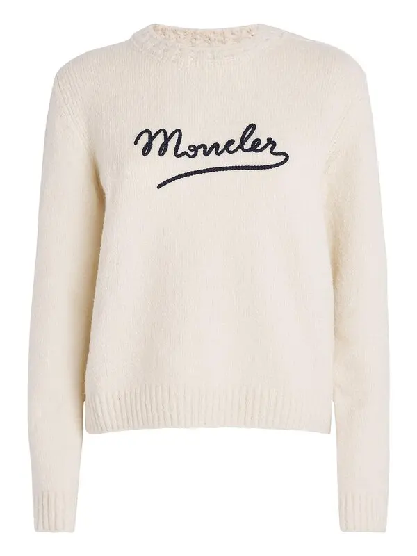 Moncler Cotton-blend Embroidered Sweater - White