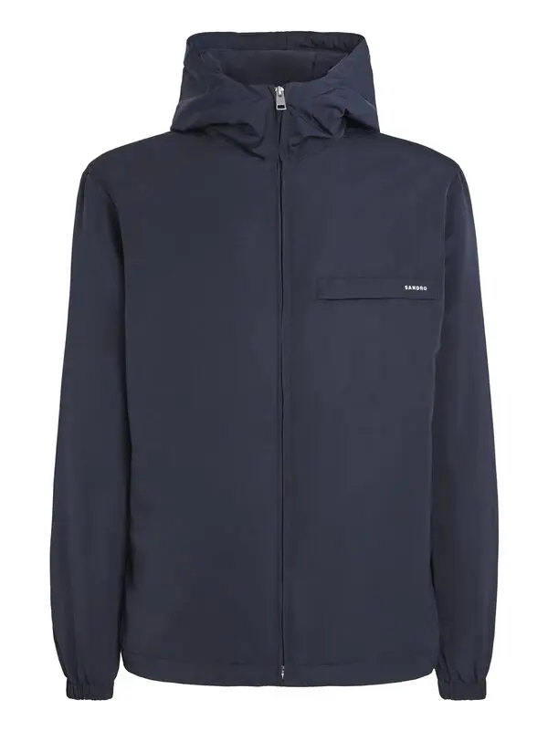 Sandro Padded Logo Windbreaker Jacket - Blue