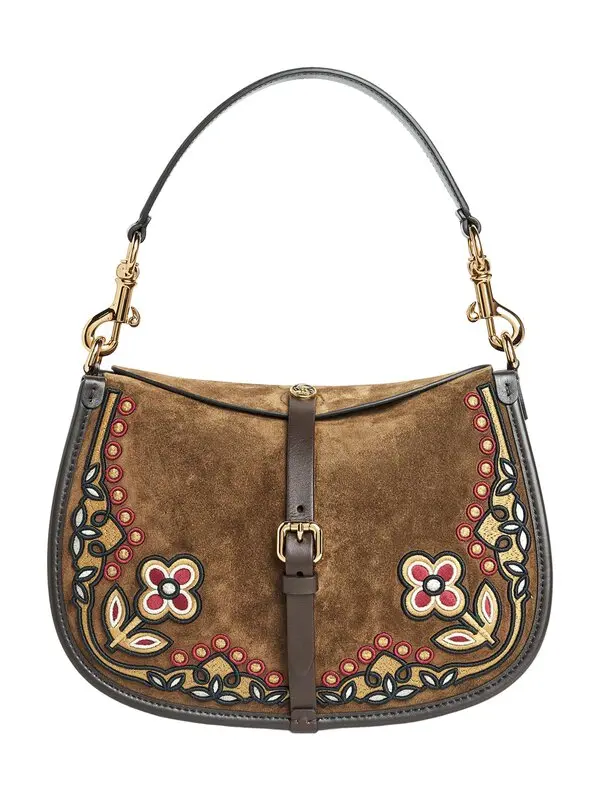 Etro Suede Embroidered Cross-body Bag - Brown