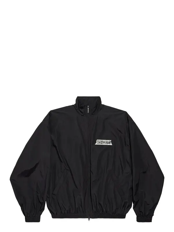 Balenciaga Techno Cotton Masking Tape Logo Track Jacket - Black