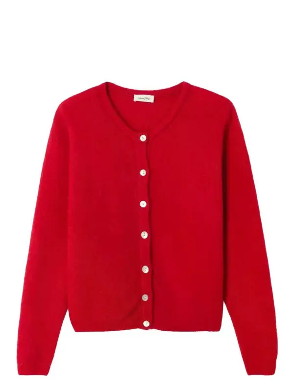 American Vintage Crew Neck Cardigan - Red