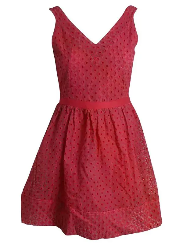 Maje Eyelet Sleeveless Dress - Red
