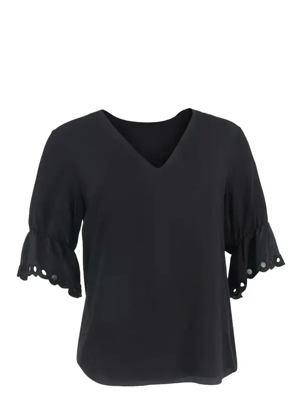 Chloé Scalloped-sleeve V-neck Blouse - Black