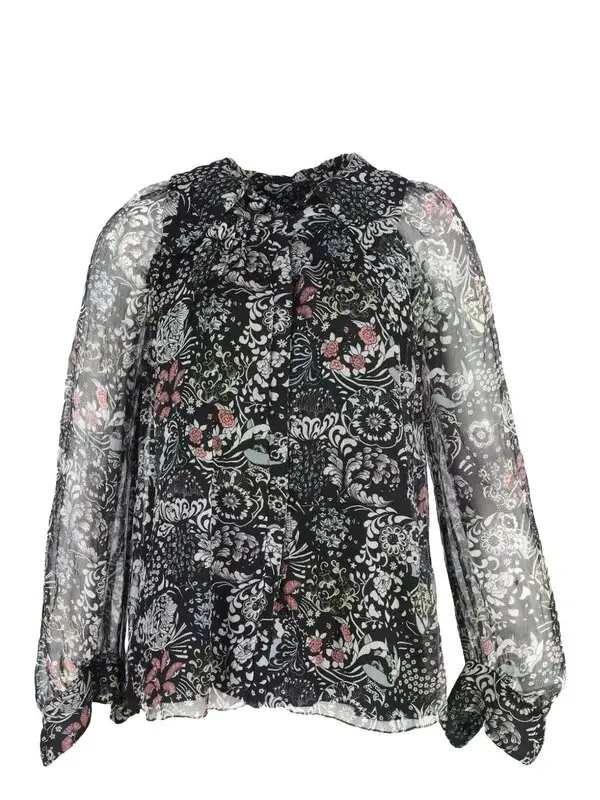 Chloé Floral Print Long-sleeve Blouse - Black