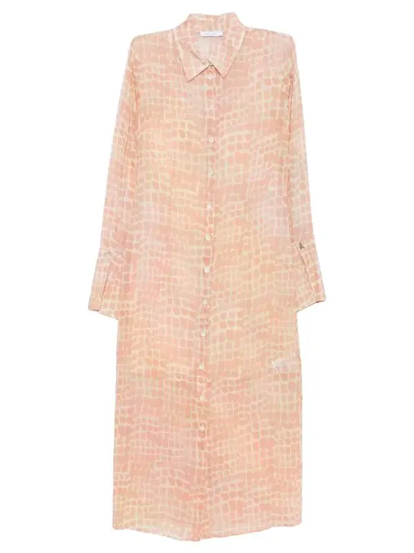 Patrizia Pepe Croco-print Midi Shirt Dress - Pink