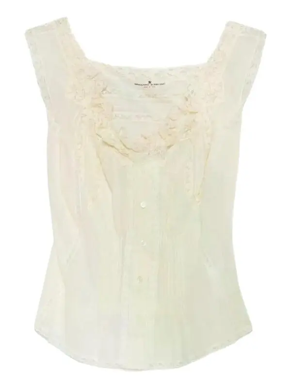 Ermanno Scervino Lace-embellished Sleeveless Shirt - Neutrals