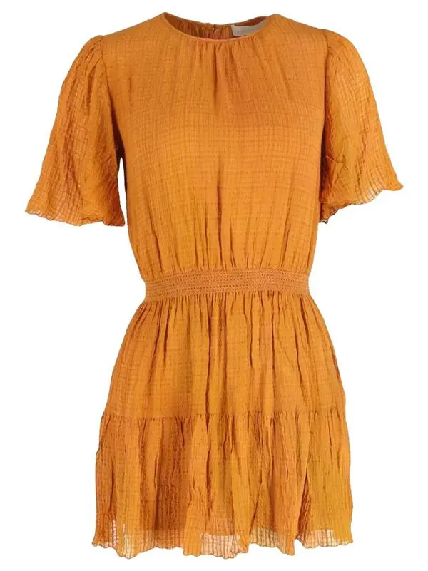 Vanessa Bruno Seersucker Gathered Mini Dress - Orange