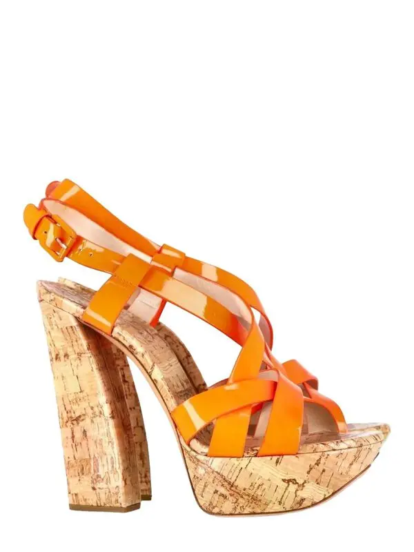 Casadei Crisscross Block-heel Sandals - Orange