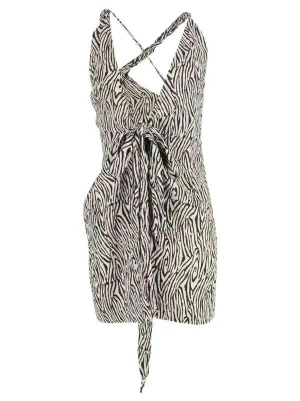 Nanushka Wrap Crinkled Mini Dress - Neutrals