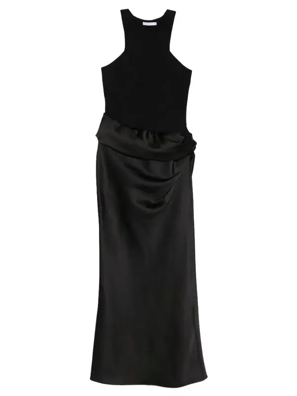 Patrizia Pepe Fluid Satin Maxi Dress - Black